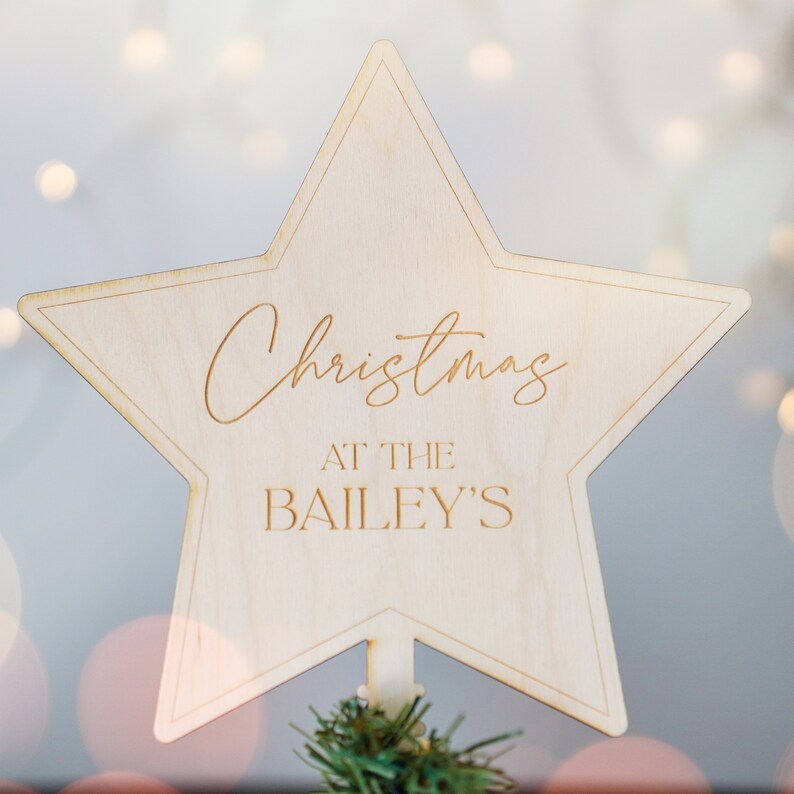 Personalised Christmas Tree Topper Silver or Gold, Custom Personalized ...