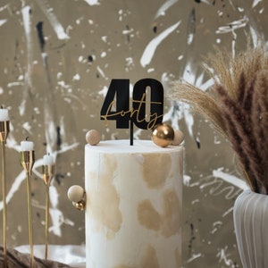 40 Cake Topper Birthday Forty Cake Topper 40th Cake Ideas Gold Happy ...