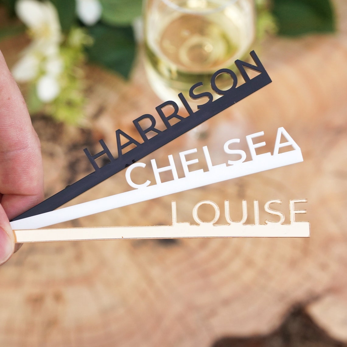 Acrylic Wedding Name Place Cards Ideas Personalised Drink Stirrers ...