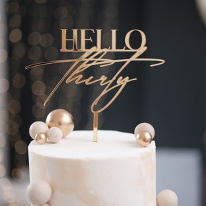 Hello Thirty Acrylic Cake Topper and Name Cake Charm Set Personalized ...