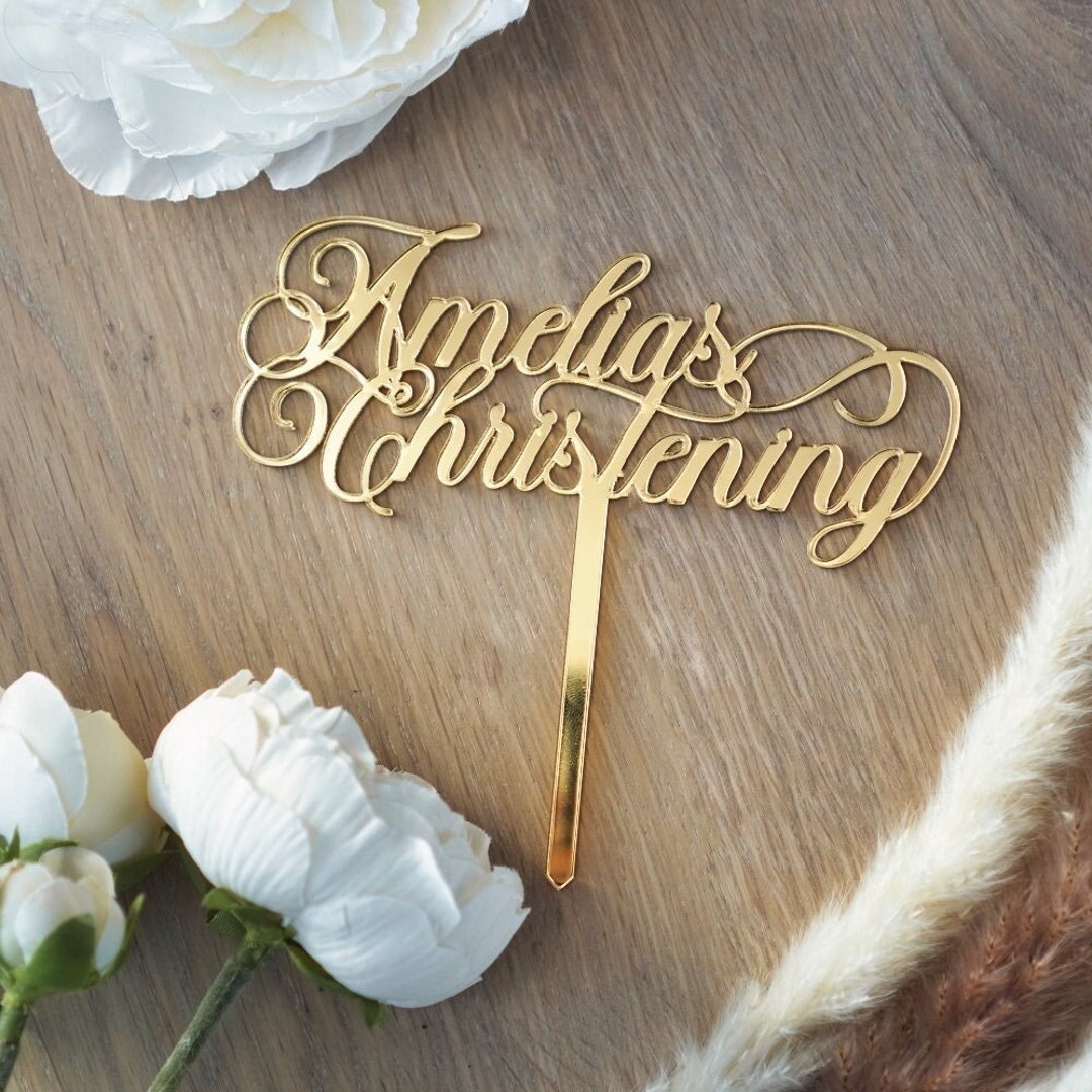 Personalised Christening Cake Topper Acrylic Holy Communion God Bless ...