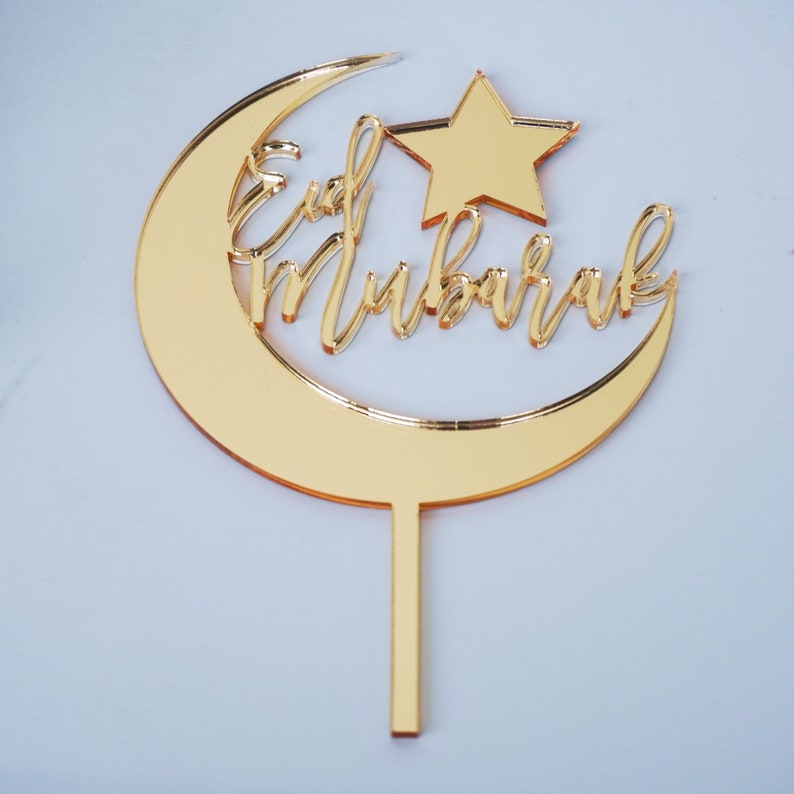 Eid Mubarak Cake Topper Gold Mirror Acrylic Eid Cake Toppers Silver ...