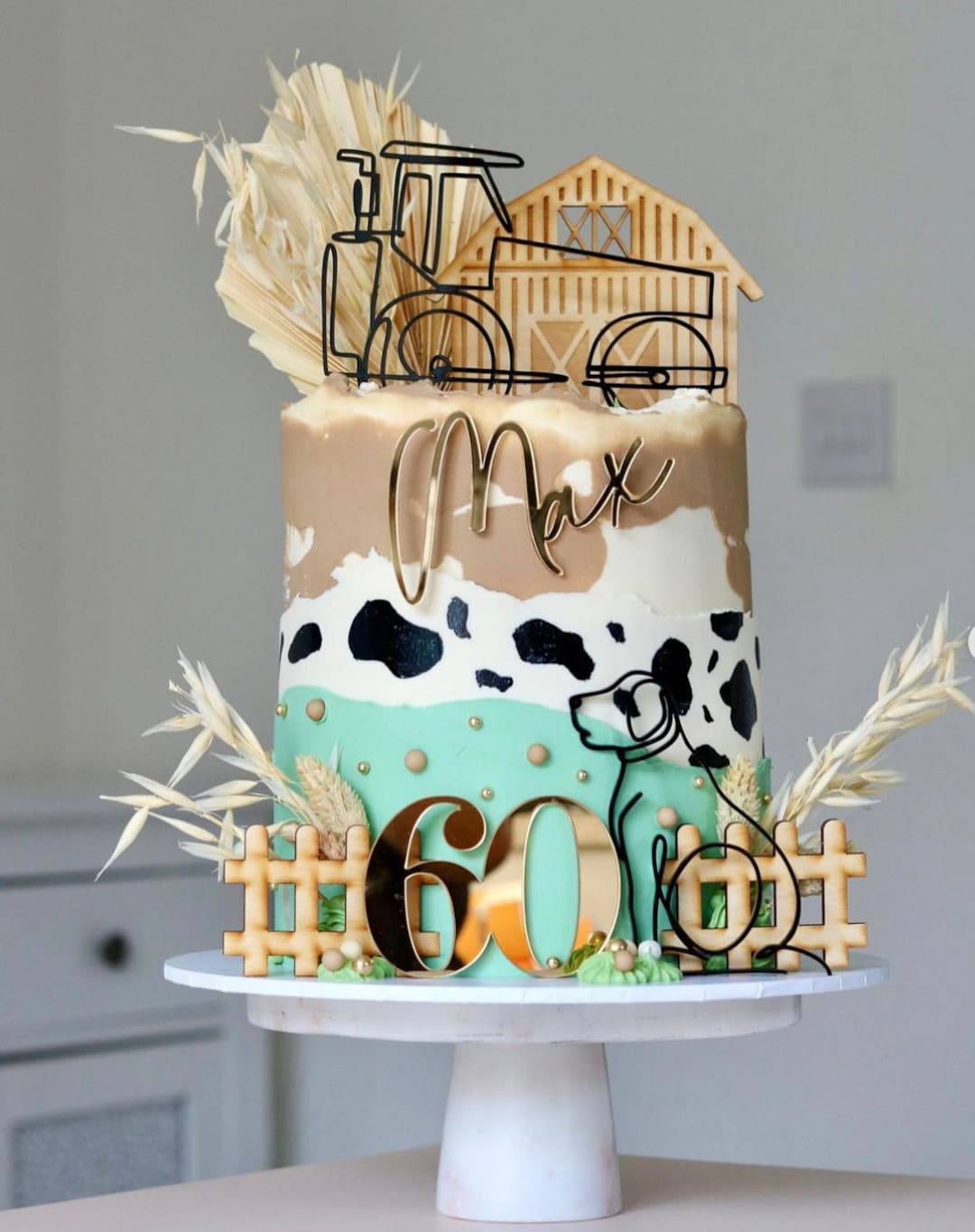 Farm Cake Topper Set Farm Yard Party Cake Decor Line Art Dog Cake ...