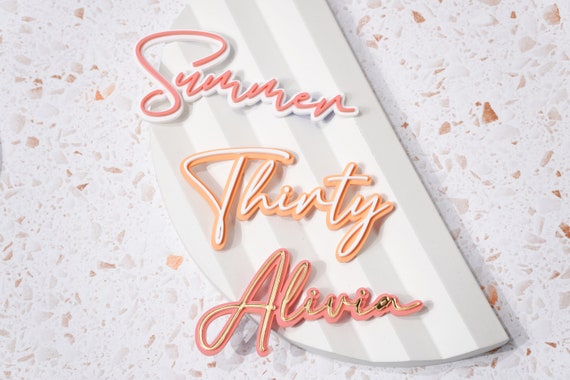 Double Layer Acrylic Cake Topper Name and Number Acrylic - Etsy