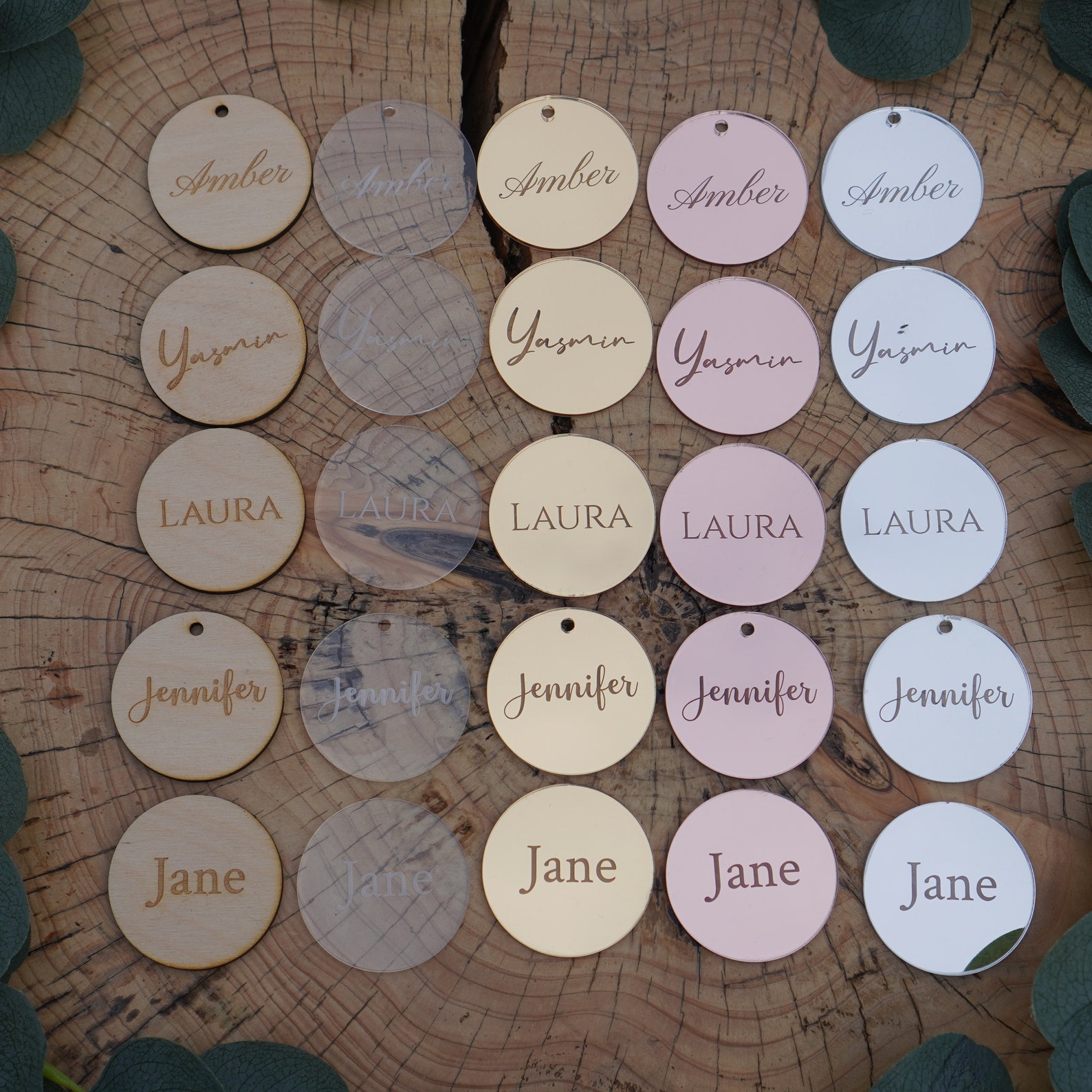 Mirrored Acrylic Wedding Name Card Gold Personalised Laser - Etsy UK