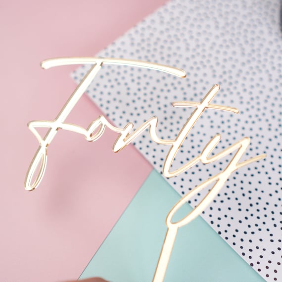 Forty Cake Topper Birthday Personalised 30 40 Age Cake Topper | Etsy UK