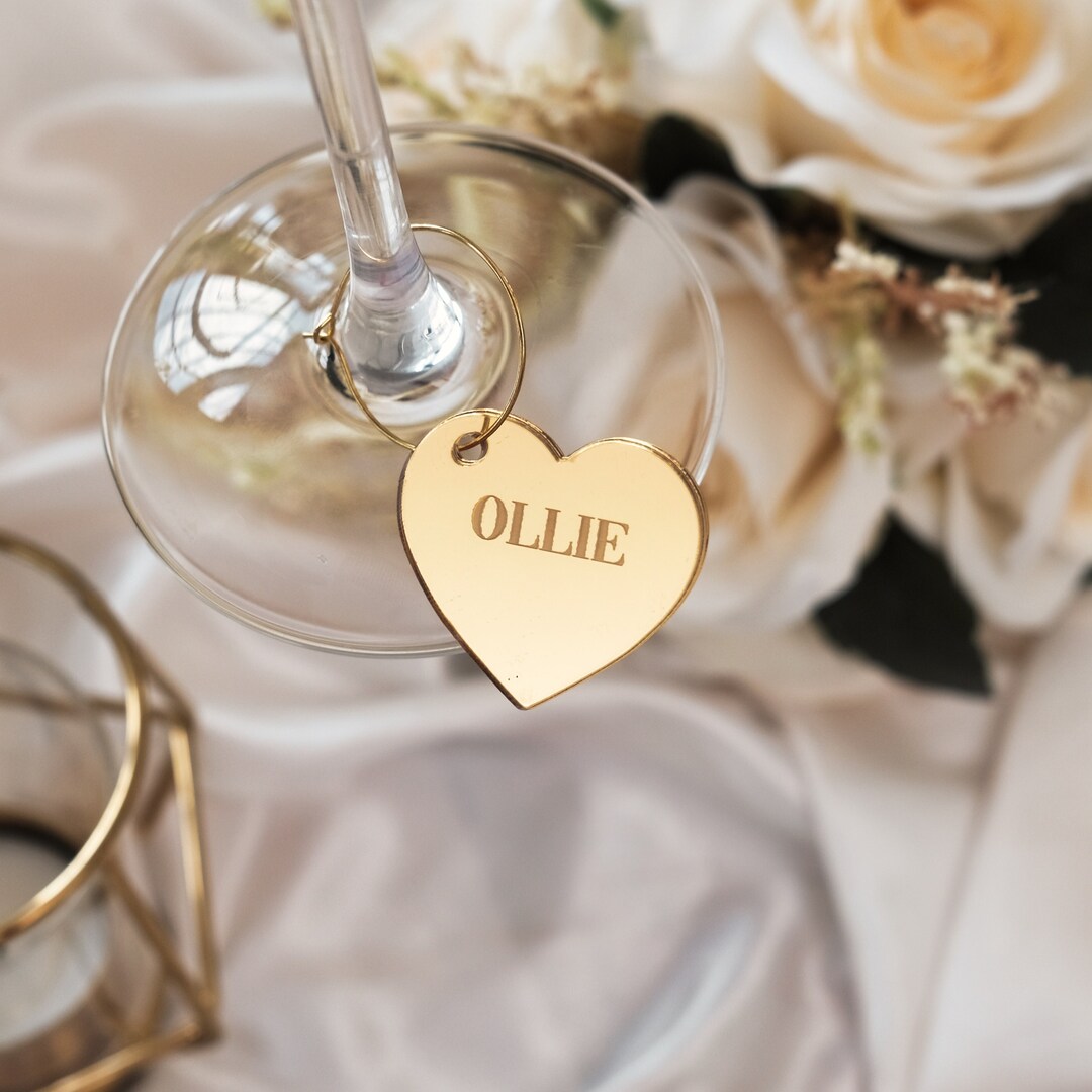 Heart Glass Name Tags Wine Charm Name for Glasses Glass Marker Drink ...