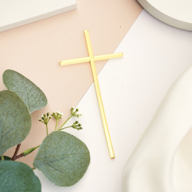 Long Cross Cake Charm Mirror Acrylic Cross for Cake Christening Cake ...
