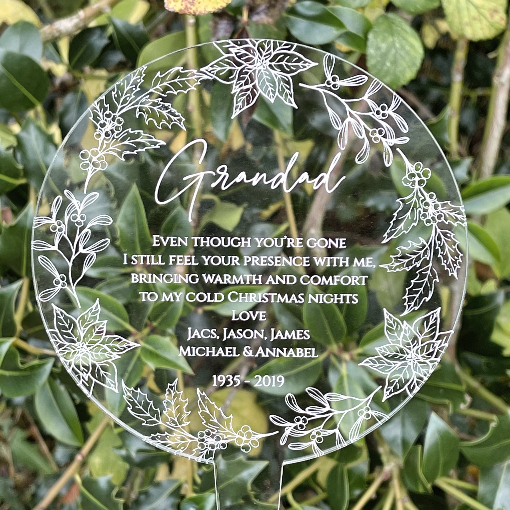 Christmas Grave Decoration for Cemetery Personalised Grave Marker ...