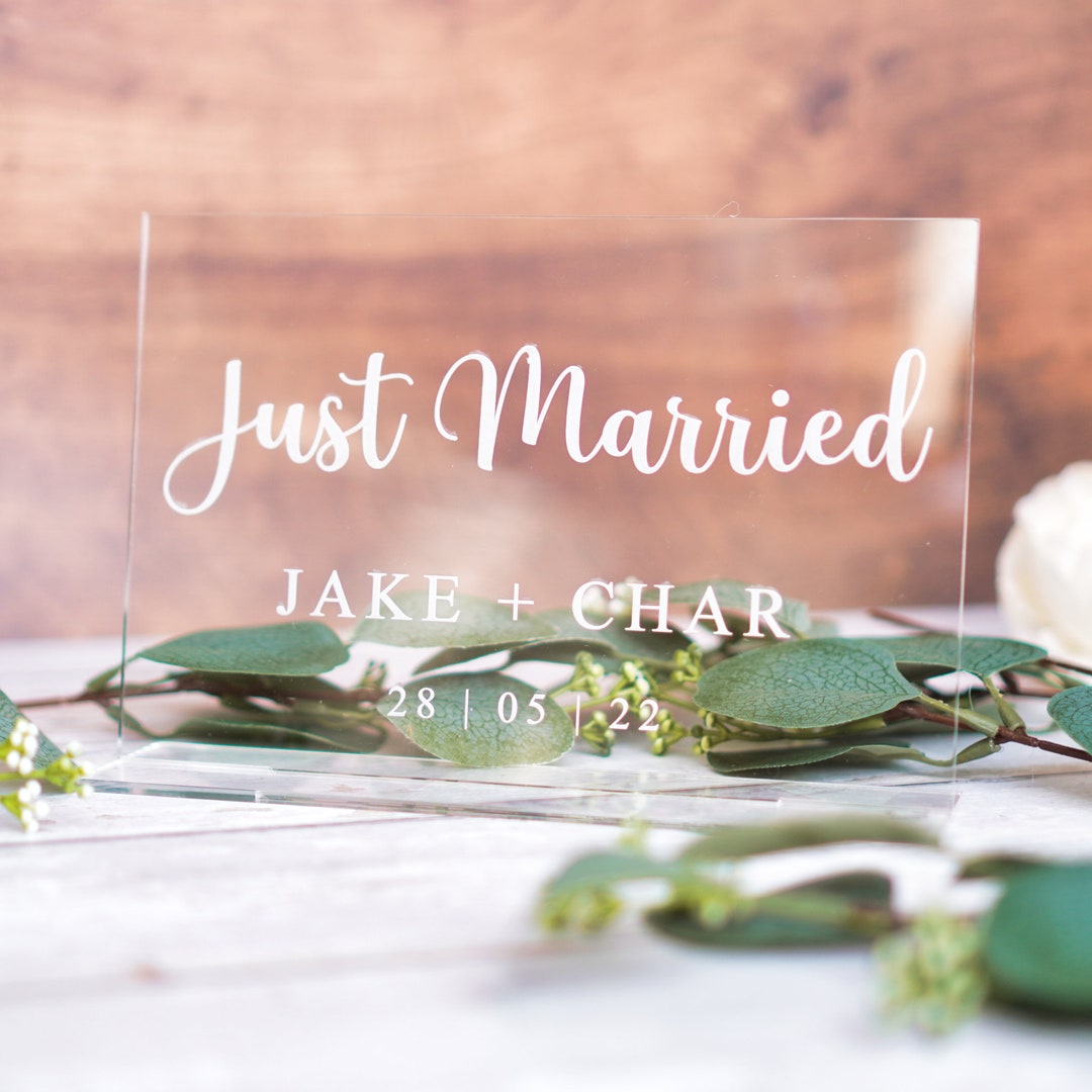 Just Married Sign Decorations Wedding Sign Acrylic Wedding Signage With ...