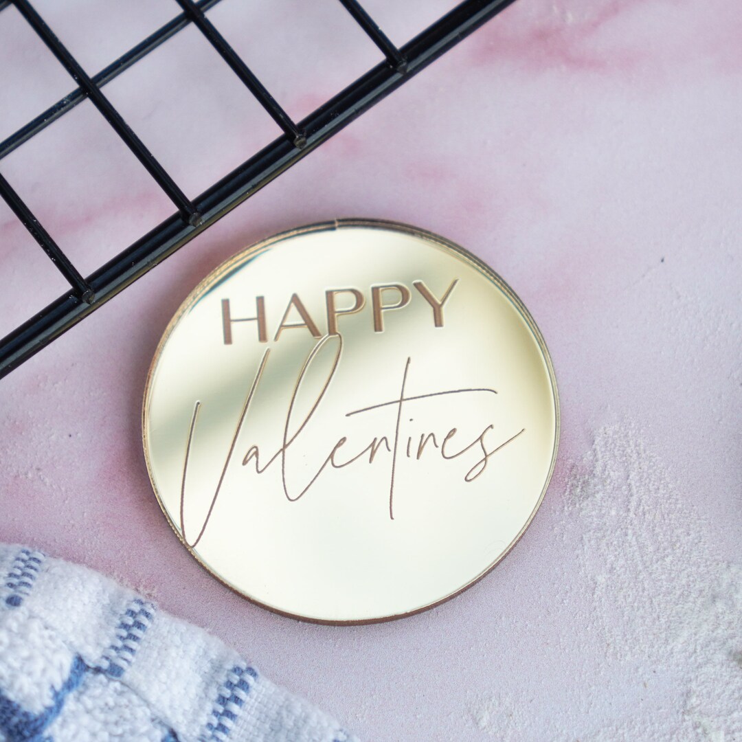 Happy Valentines Cake Topper SET Valentines Cake Charm Disc Valentines ...