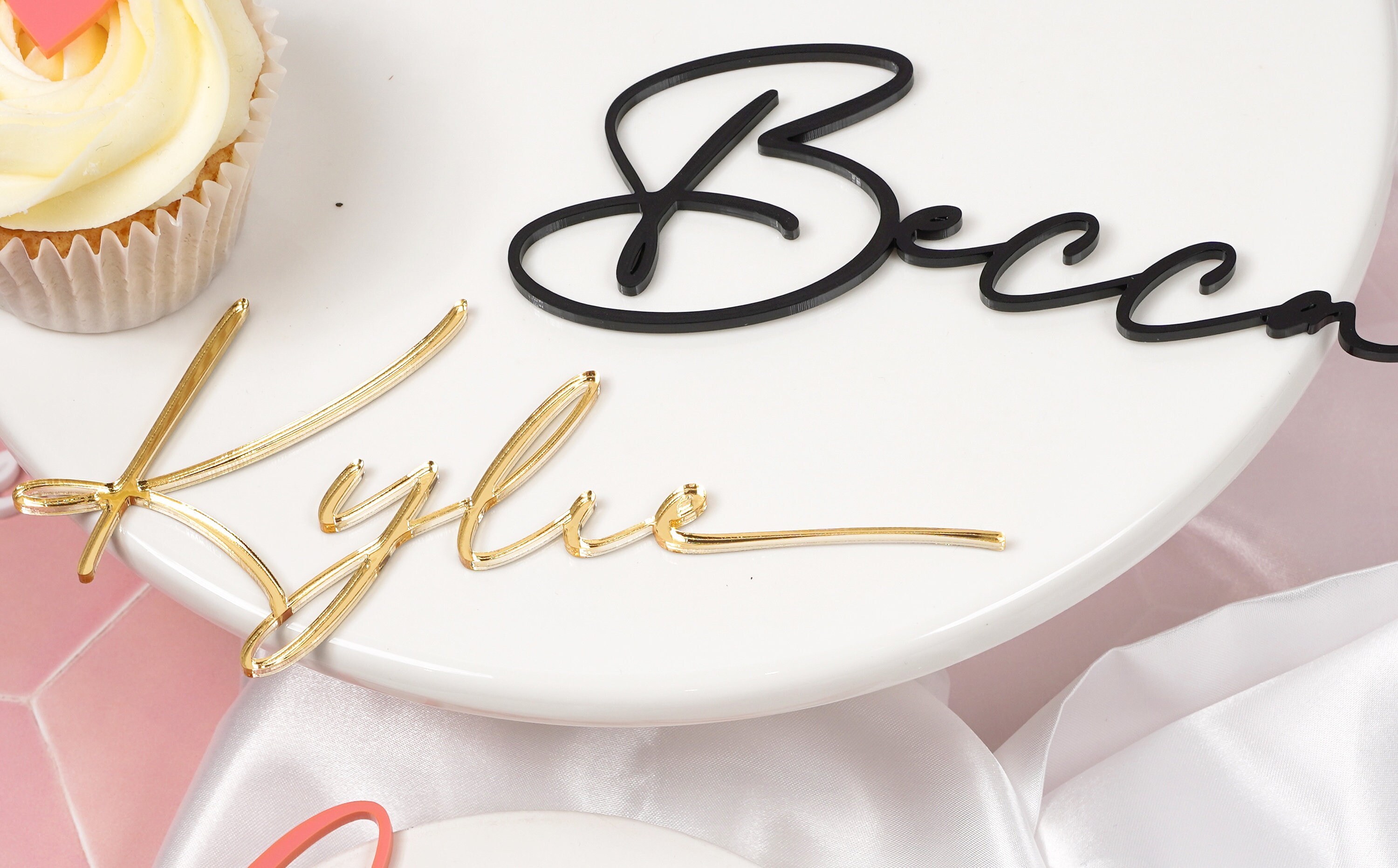 Name Cake Charm Script Name Cake Topper Personalised Acrylic - Etsy