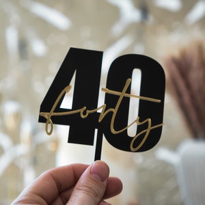 40 Cake Topper Birthday Forty Cake Topper 40th Cake Ideas Gold Happy ...
