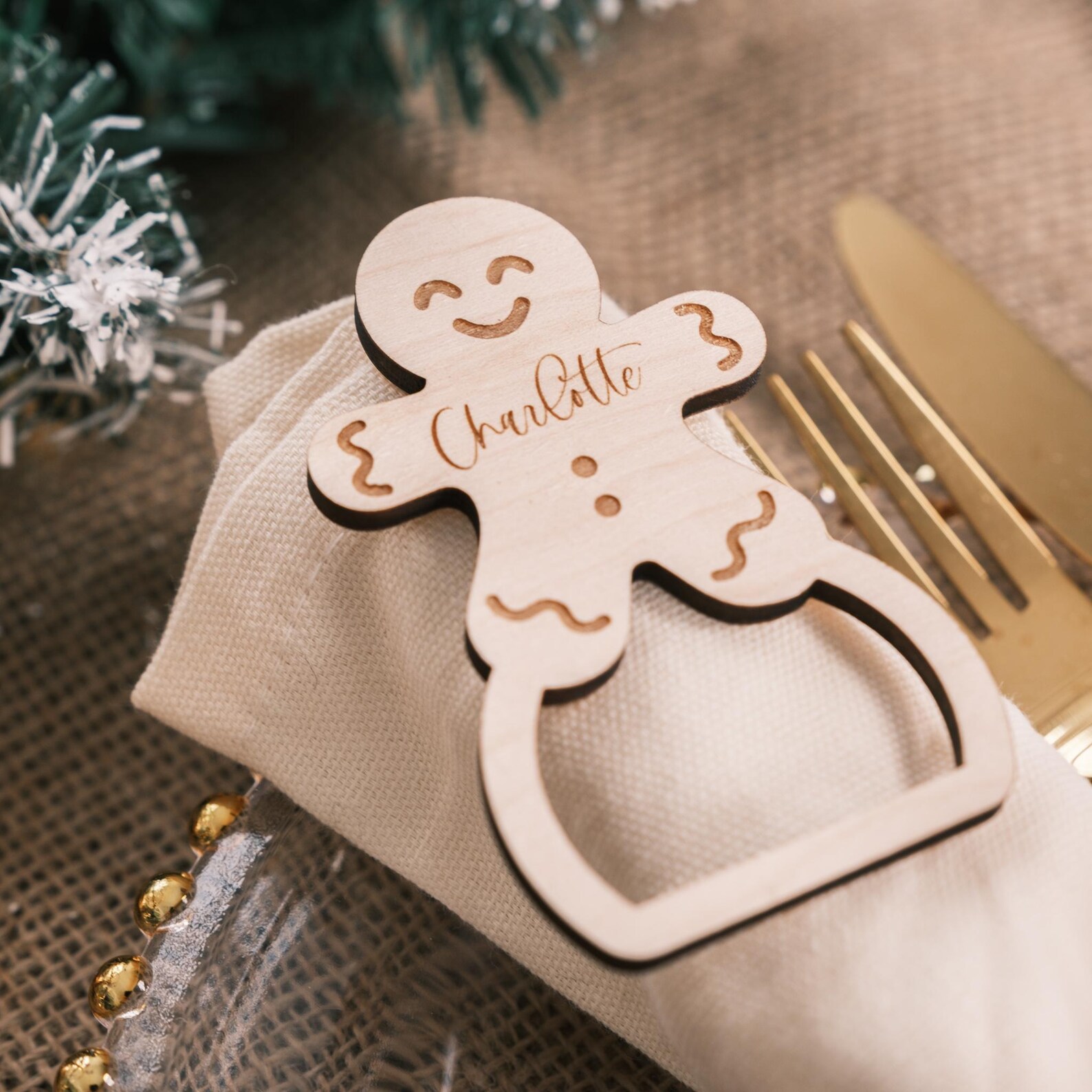 Gingerbread Man Festive Napkin Rings Personalised Christmas Table ...