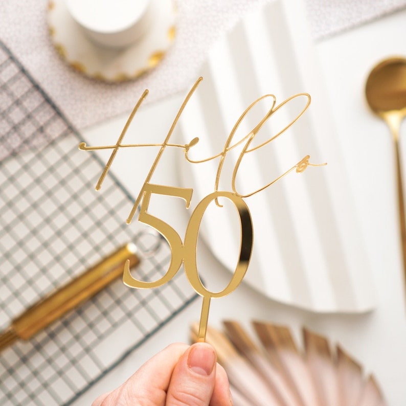Fifty Cake Topper Birthday Personalised 50 Cake Topper 50th - Etsy UK