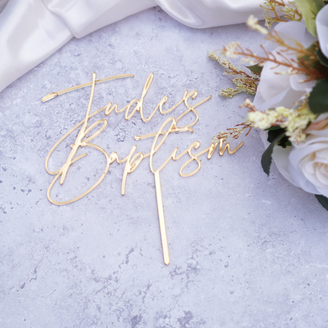 Personalised Baptism Cake Topper Acrylic Christening Cake - Etsy