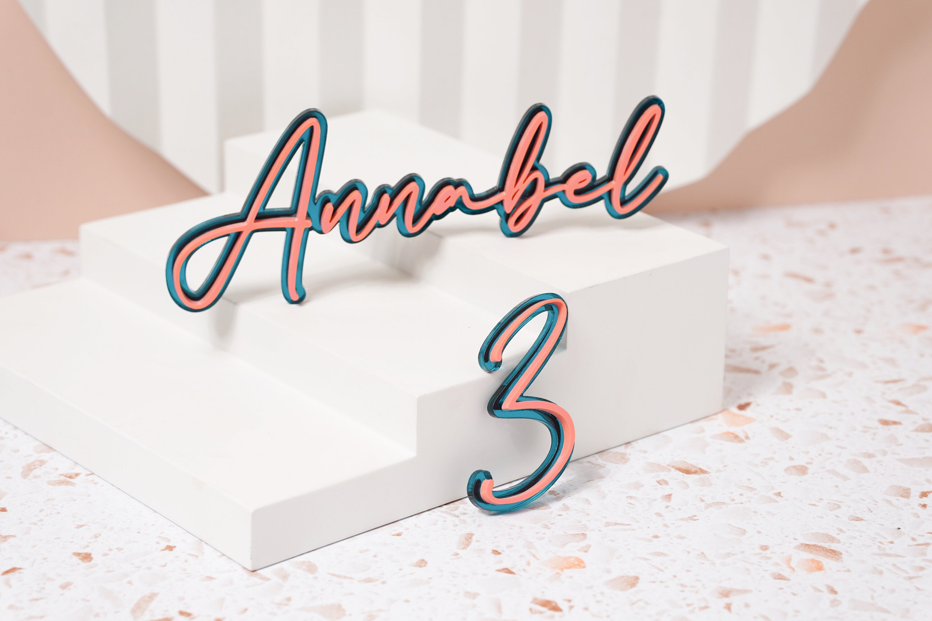 Double Layer Acrylic Cake Topper Name and Number Acrylic - Etsy