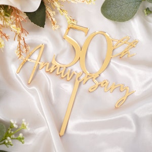 Personalised Anniversary Cake Topper Wedding Cake Topper 60th 40th 50th ...