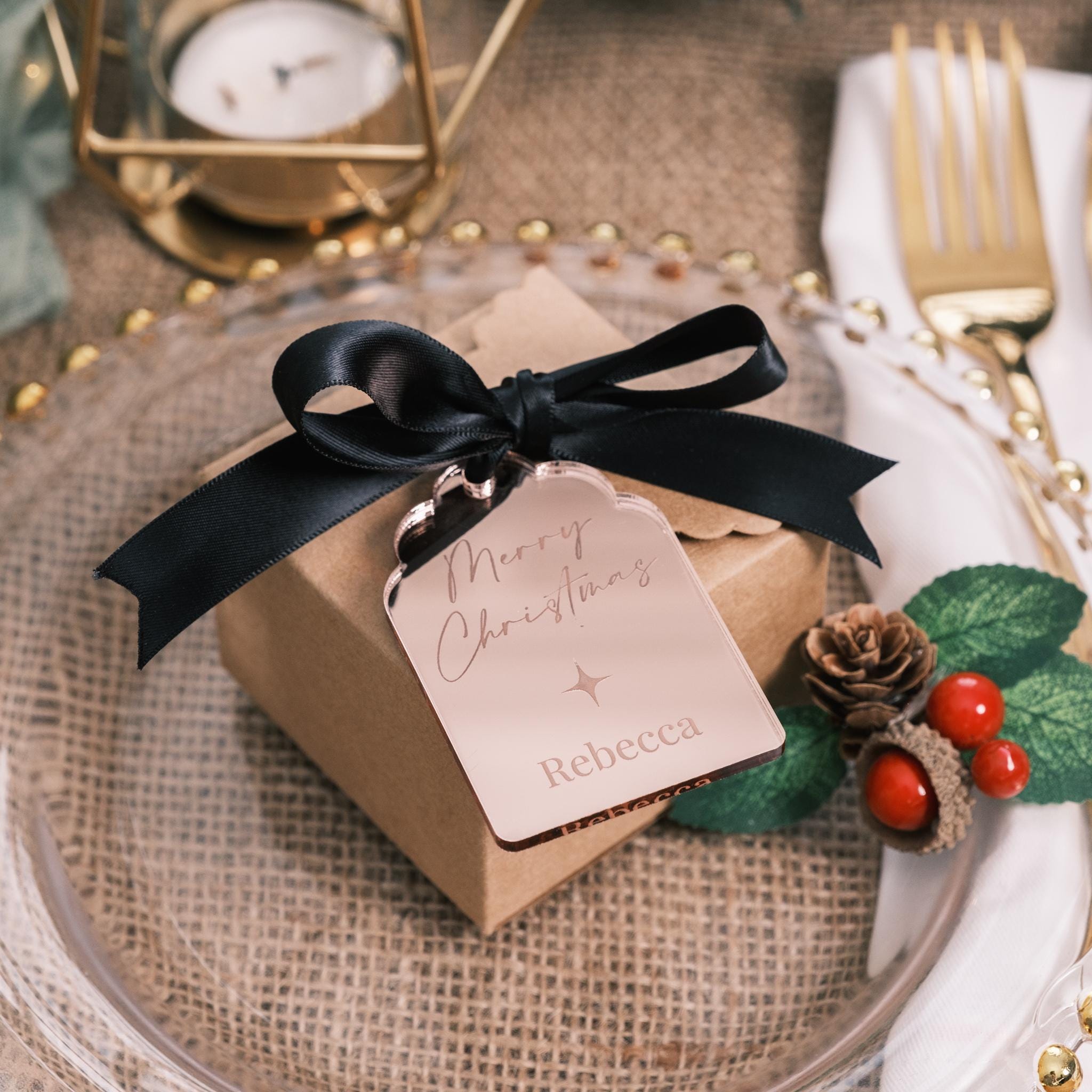 Personalised Christmas Dinner Party Favours Table Decor Christmas Table ...