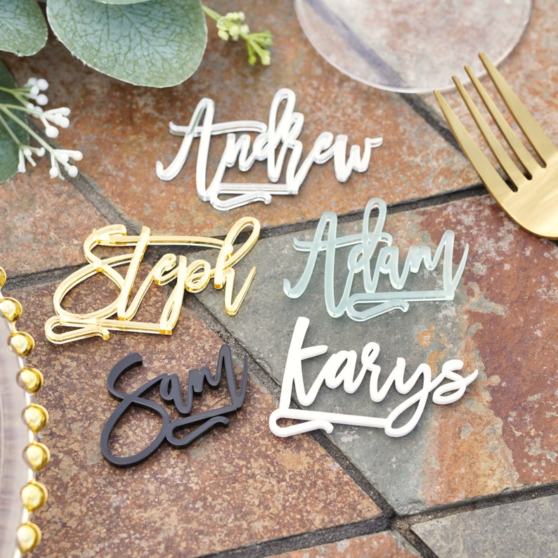 Wedding Wine Charms Acrylic Place Cards Wedding Ideas Glass - Etsy UK