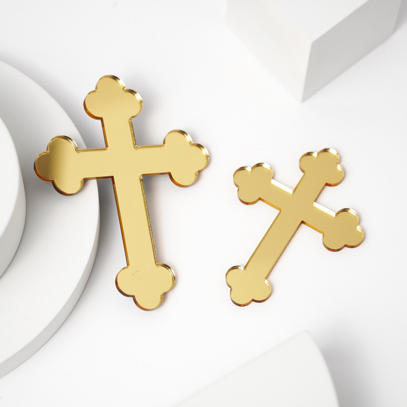 Cross Cake Charm Mirror Acrylic Crucifix Cupcake Topper - Etsy