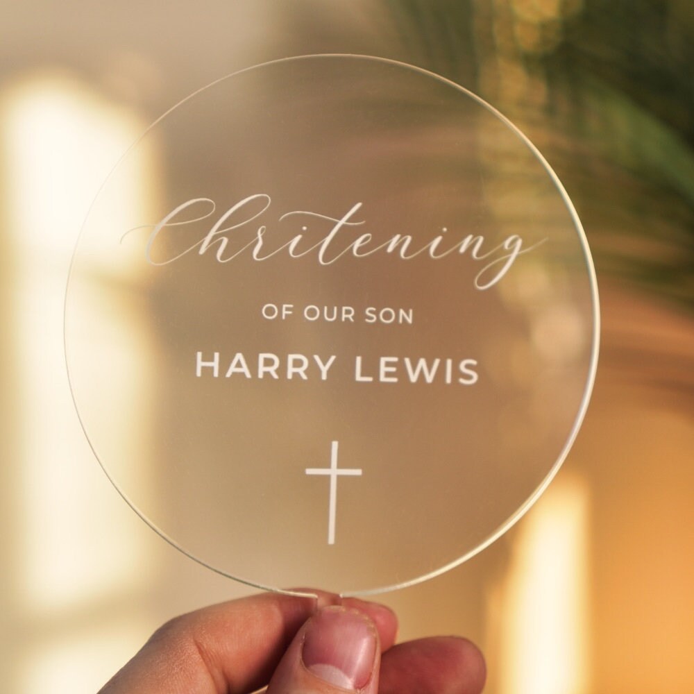 Personalised Christening Cake Topper Paddle Acrylic Holy - Etsy