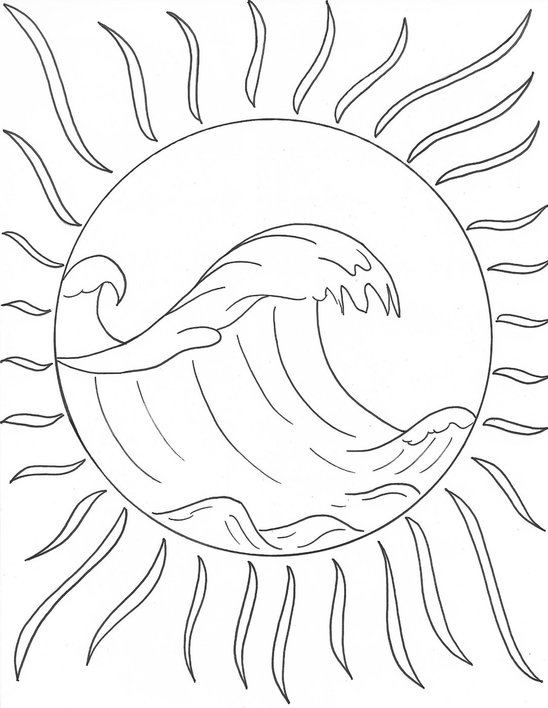 Sun & Wave - Digital/printable Coloring Page - Etsy