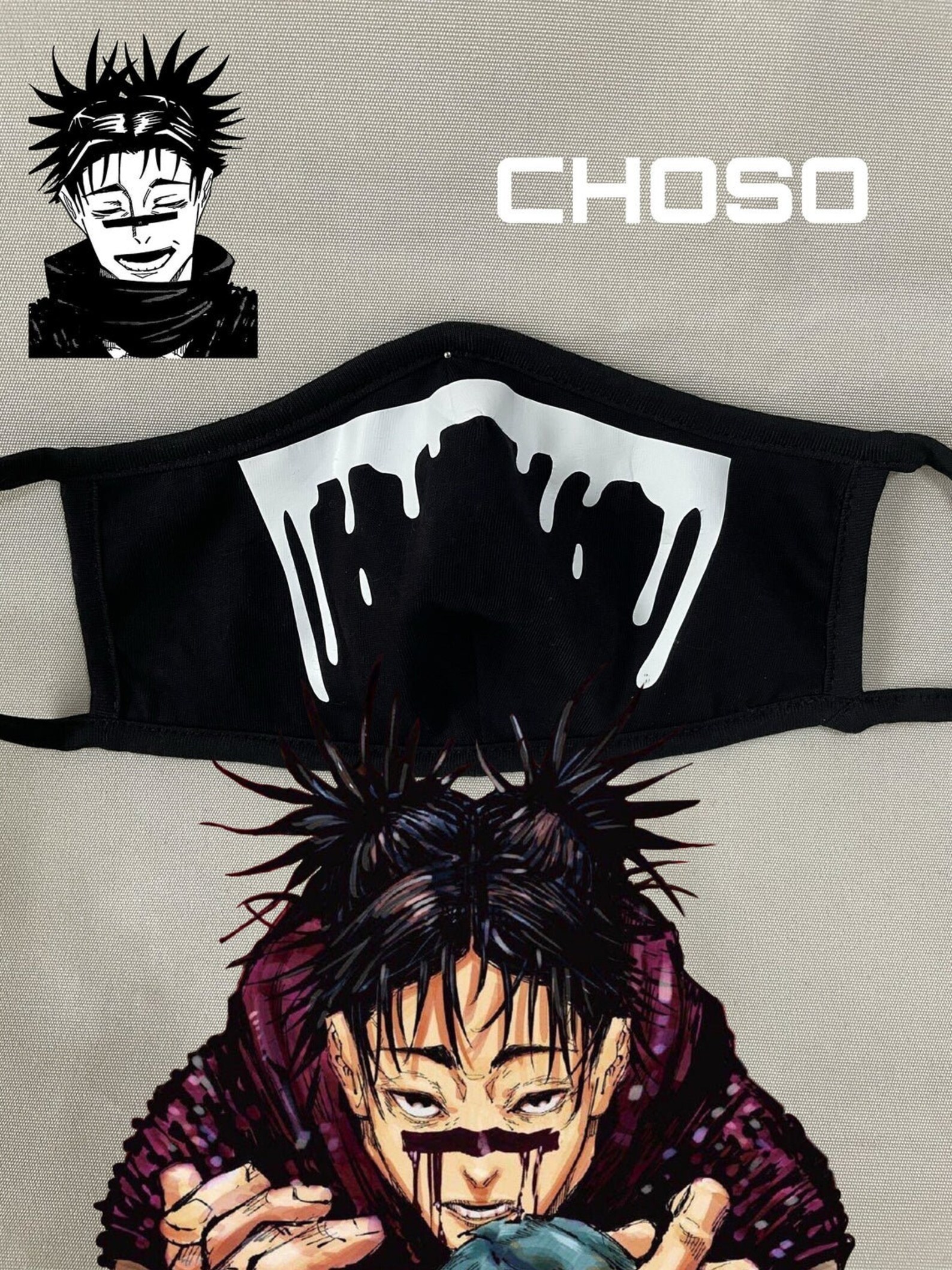 Face Mask Jujutsu Kaisen Inspired Yuji Sukuna and Toge | Etsy