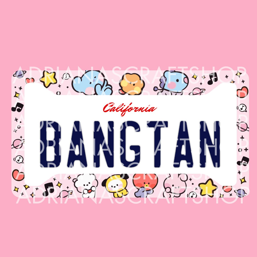 BTS Galaxy Pink License Plate Frame | BT21 License Plate Frame Bangtan ...