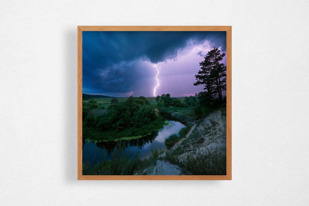 Lightning Storm Landscape Print - Etsy