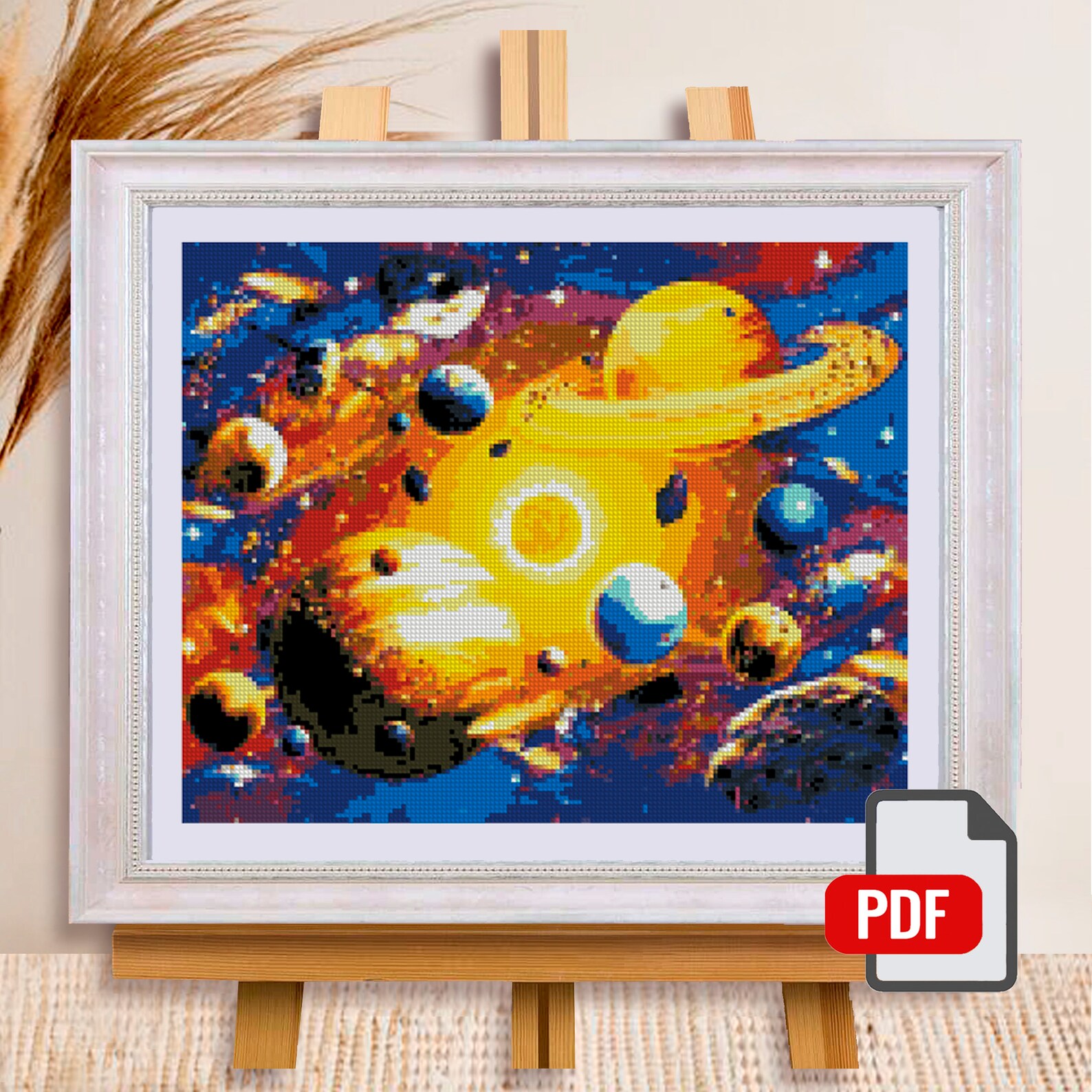 Cross Stitch Pattern "planets in Universe" Needlepoint Pattern ...