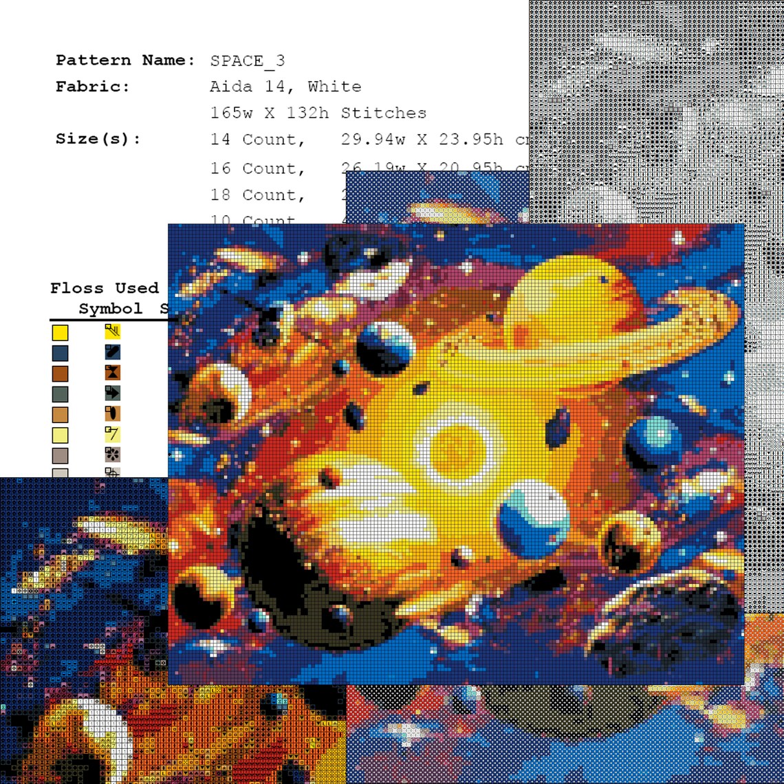 Cross Stitch Pattern "planets in Universe" Needlepoint Pattern ...
