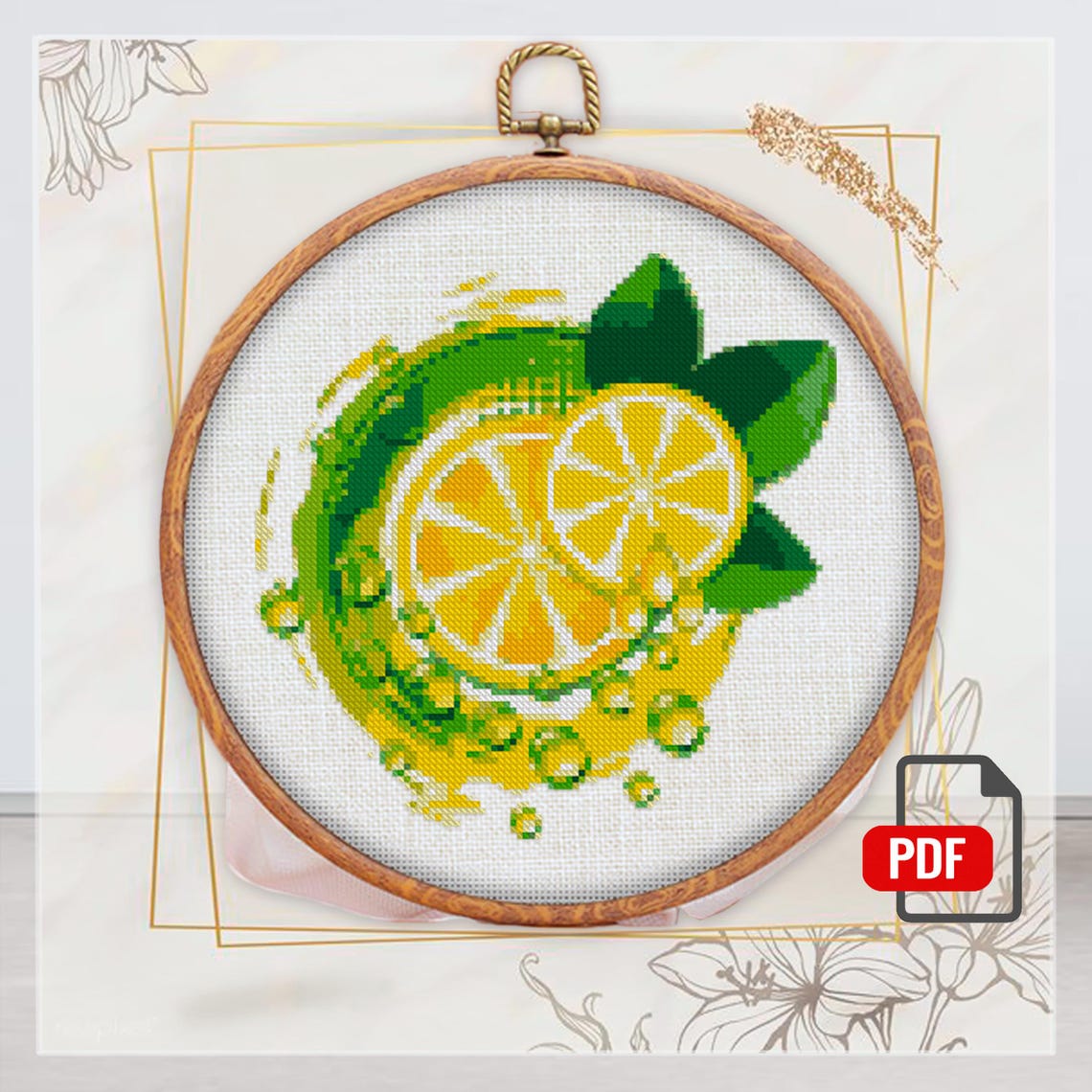 Cross Stitch Pattern "lemon and Strawberry " DMC Cross Stitch Chart ...