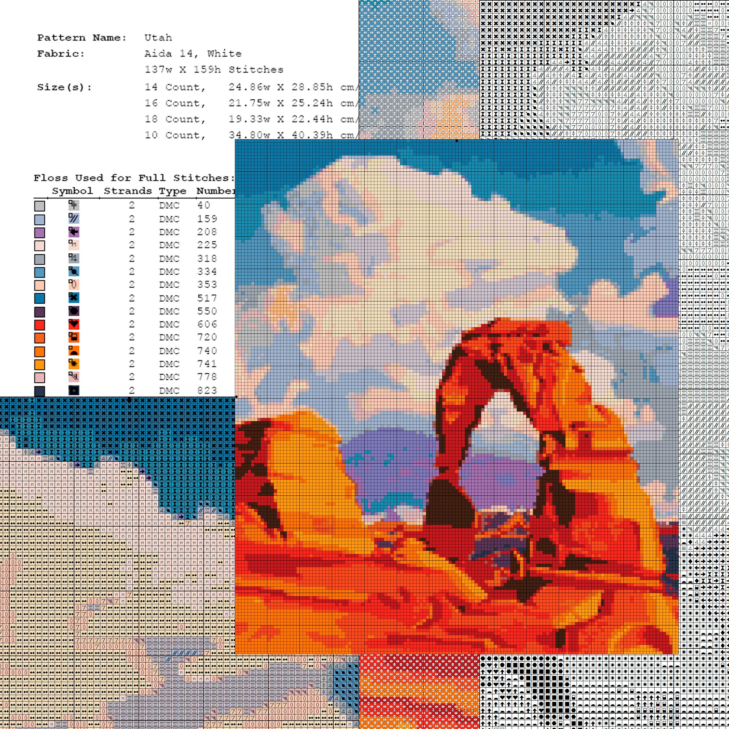 Cross Stitch Pattern "amazing Arches National Park, Utah" DMC Cross ...