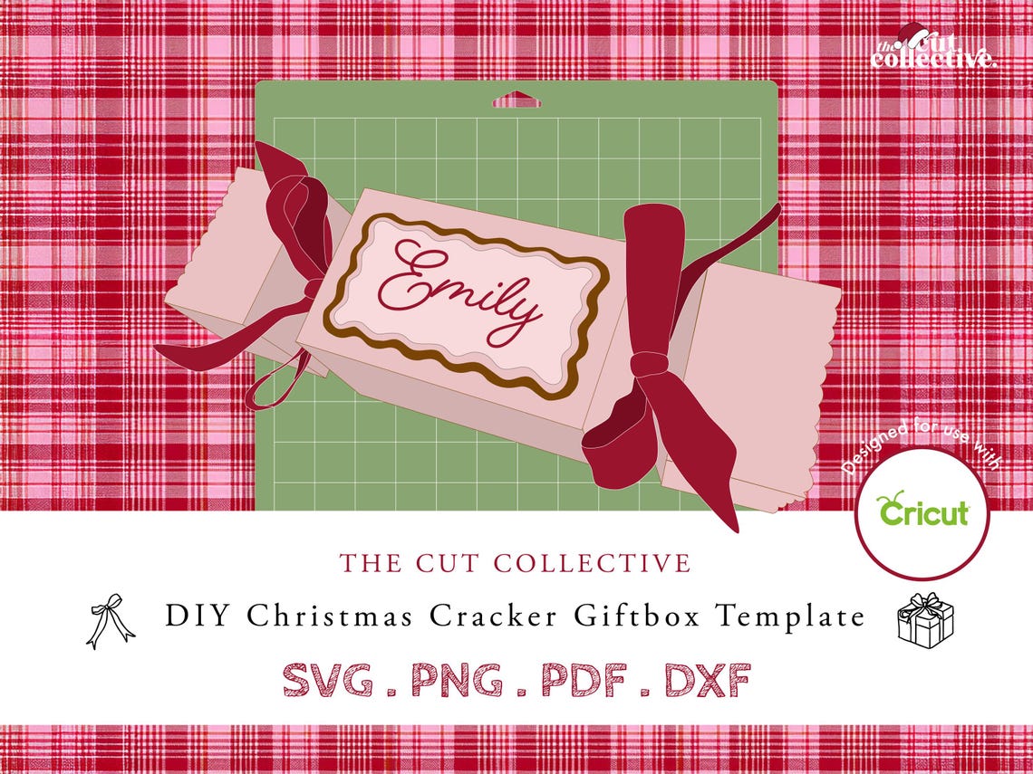 Personalized Christmas Cracker Gift Box Template - SVG, PNG, Pdf, Dxf ...