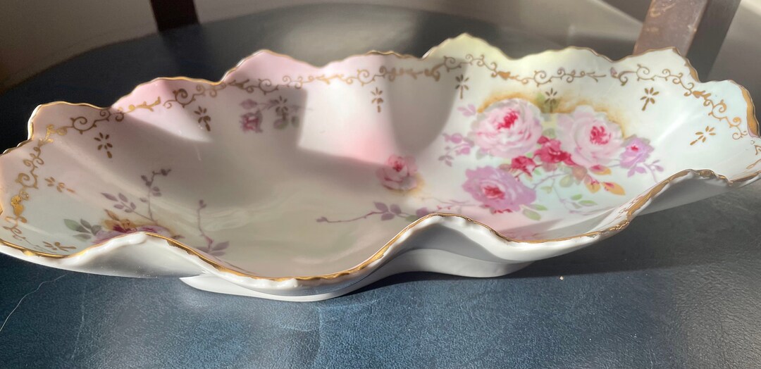 Vintage Royal Crown Chantilly Rose Hand Painted Relish Dish - Etsy