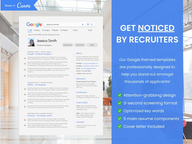 Google Resume Template 2023 ATS Friendly Resume, CV, and Cover Letter ...