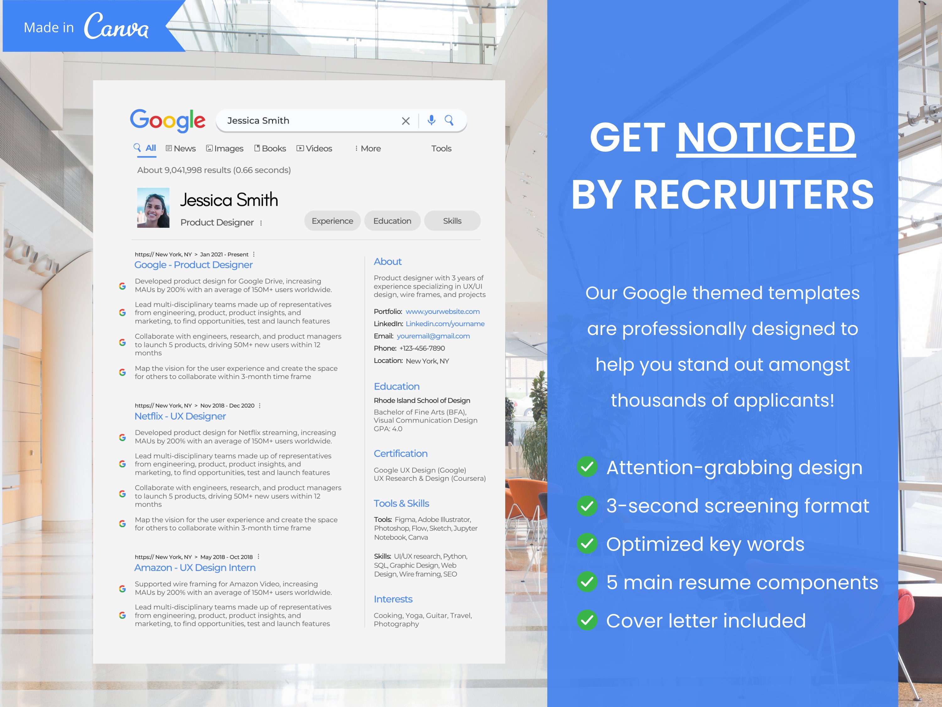 Google Resume Template 2024 ATS Friendly Resume, CV, and Cover Letter ...