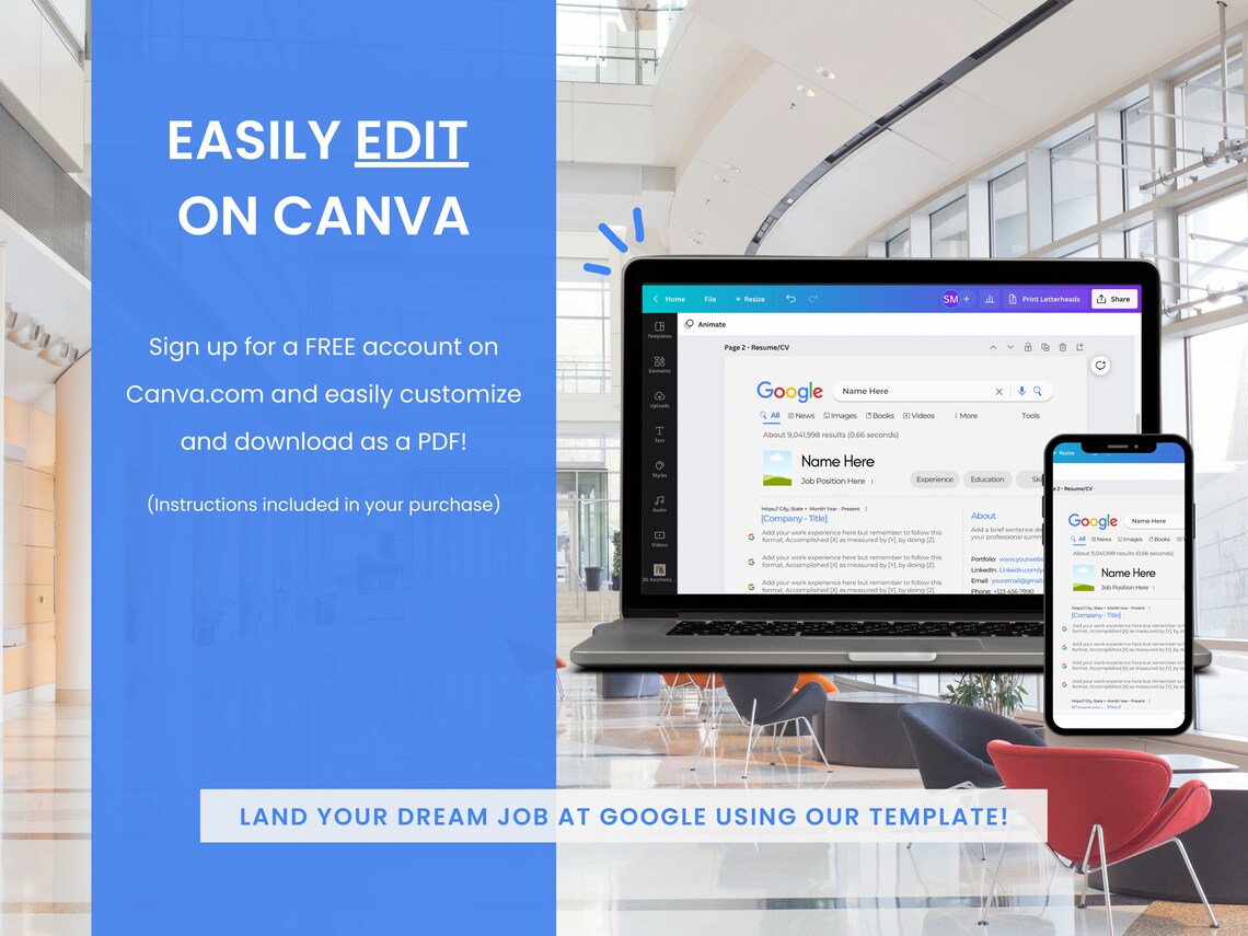 Google Resume Template 2024 ATS Friendly Resume, CV, and Cover Letter ...