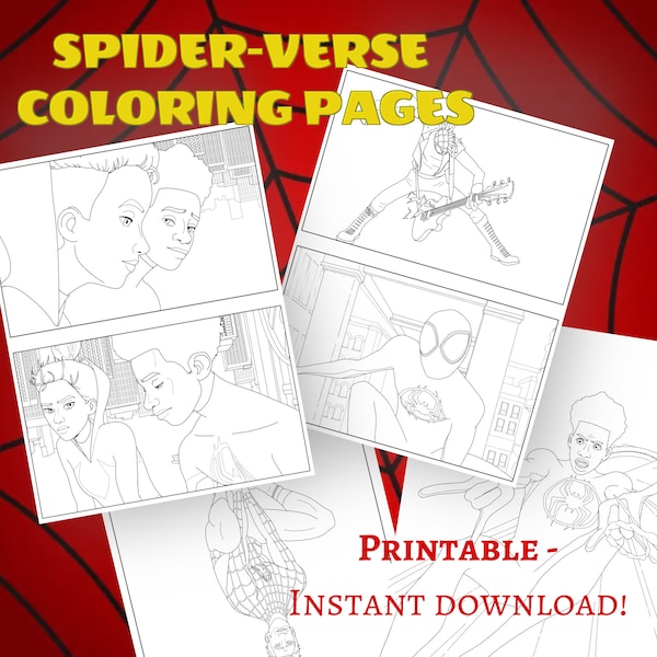Spiderman Across the Spiderverse Coloring Pages - Etsy