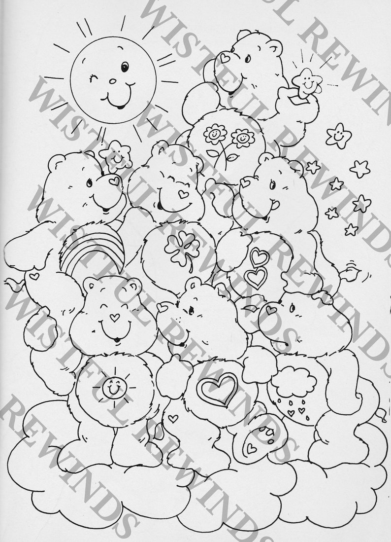 Care Bears Printable Coloring Pages PDF 1983 Digital - Etsy