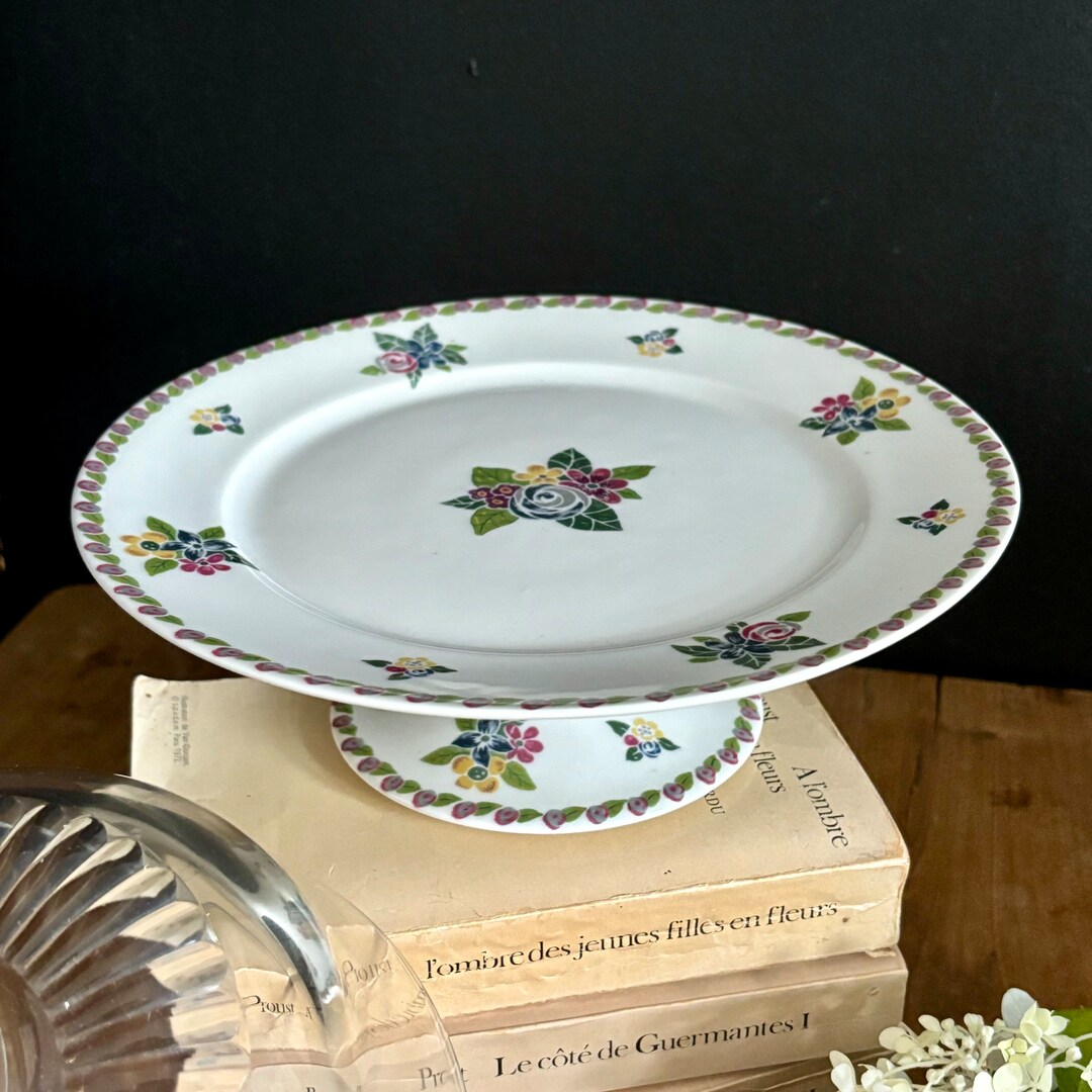 Old Cake Display, Art Deco, in Limoges Porcelain With Polychrome Floral ...