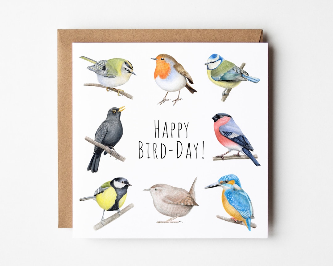 Bird Birthday Card - Personalised Birthday Card With Birds - Etsy