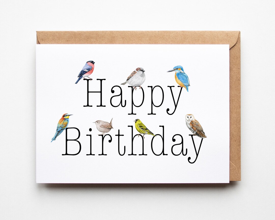 Bird Birthday Card - Birthday Card With Birds - A6 - Etsy