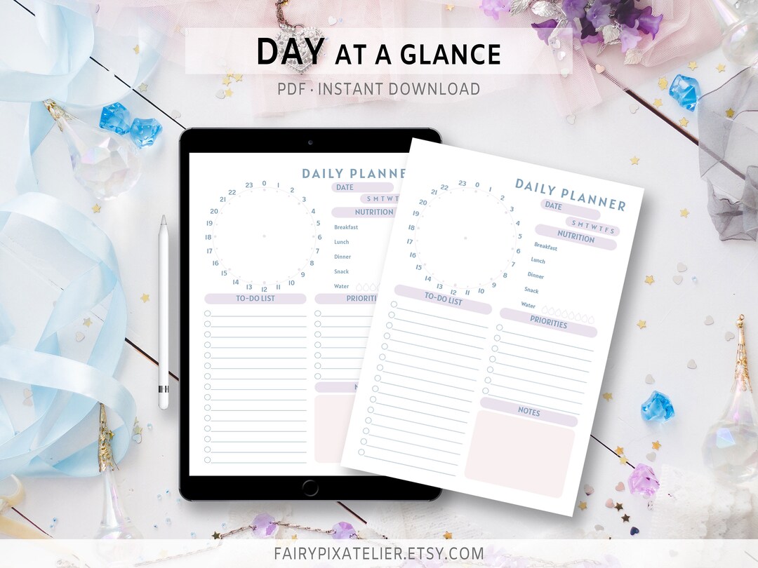 Simple 24 Hour Circle A4 Daily Planner Printable & Goodnotes Instant ...