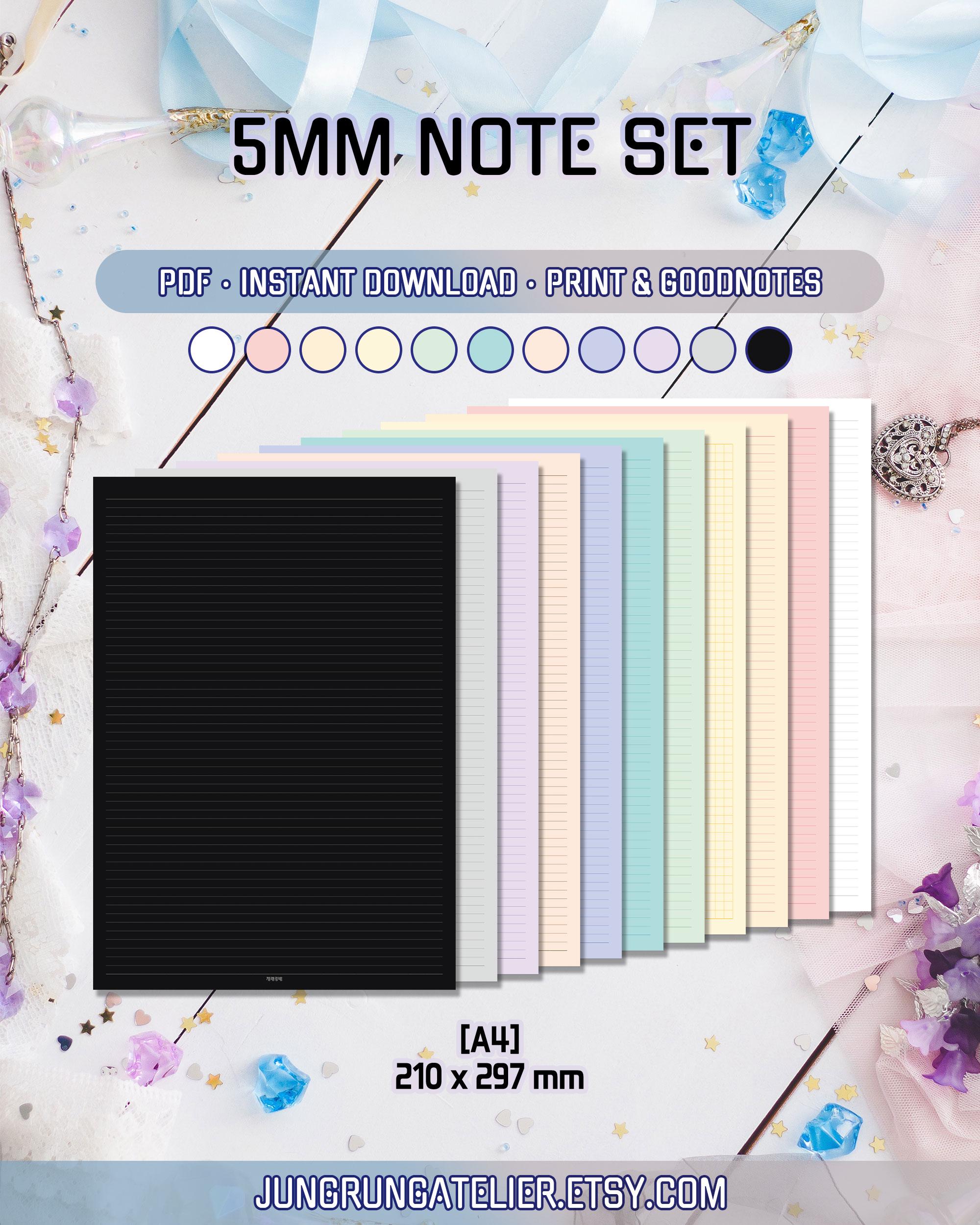 A4 Printable Line Note File | Simple Digital Planner Paper | Basic ...