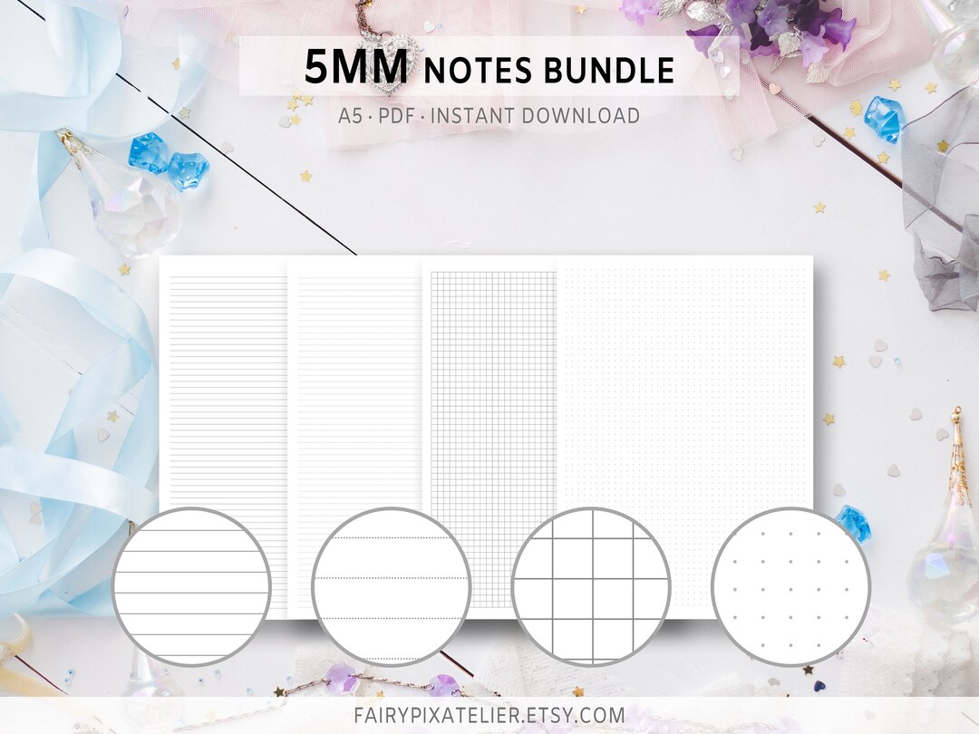 4 Simple Notes A5 5mm Bullet Journal Diary Printable PDF - Etsy