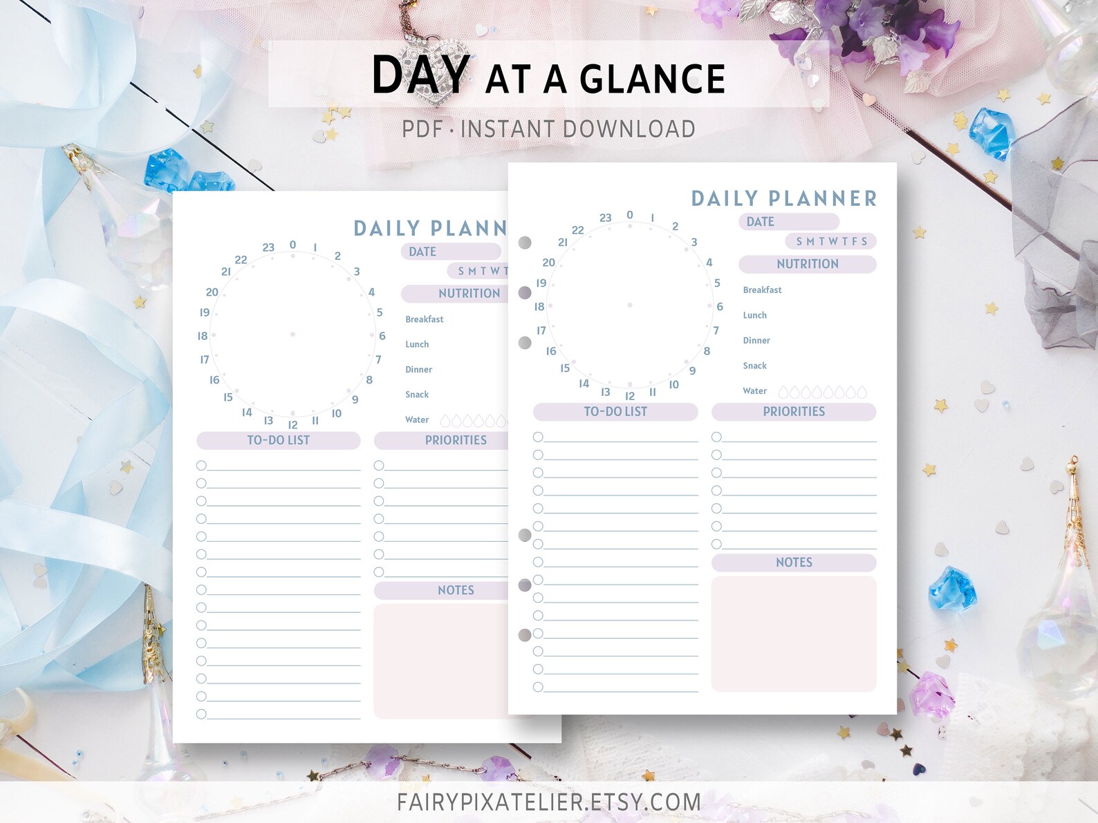 Simple 24 Hour Circle A4 Daily Planner Printable & Goodnotes - Etsy