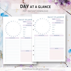 Simple 24 Hour Circle A4 Daily Planner Printable & Goodnotes - Etsy
