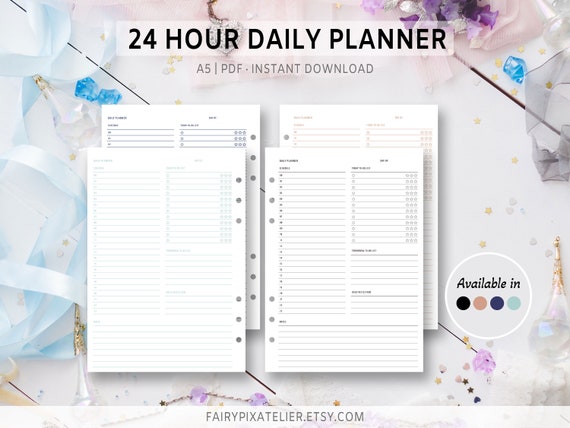 Printable 24 Hour Time-line Daily A5 Planner Fillable Day at | Etsy